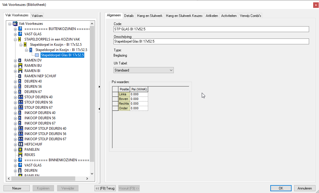 Vaste stapeldorpels in een kozijn invoeren | Matrix Knowledge Base